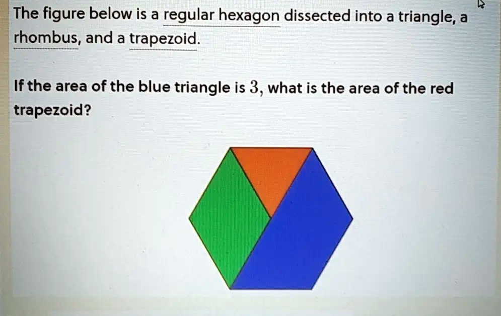 The figure below is a regular hexagon dissected into a triangle, a ...