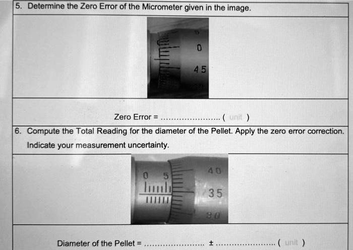 SOLVED:Determine the Zero Error of (he Micrometer given in the image_ 4 ...