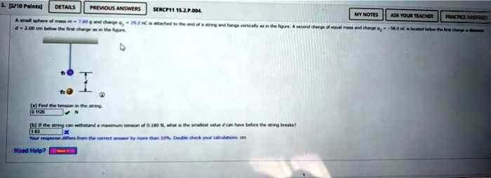 SOLVED: A small sphere of mass m = 7.6 g and charge q1 = 29.2 nC is ...