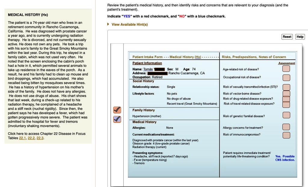 Texts: Review the patient's medical history, and then identify risks ...