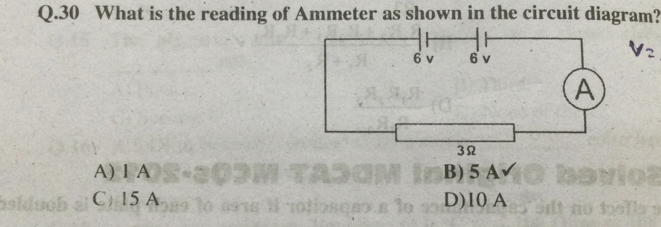 q 30 what is the reading of ammeter as shown in the circuit diagram a 1 ...