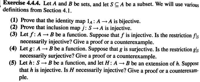 SOLVED: Exercise 4.4.4. Let A and B be sets, and let S C A be a subset: We will use various ...