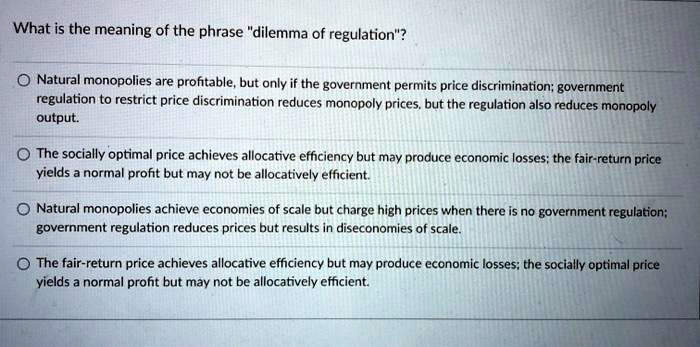 SOLVED: What is the meaning of the phrase "dilemma of regulation ...