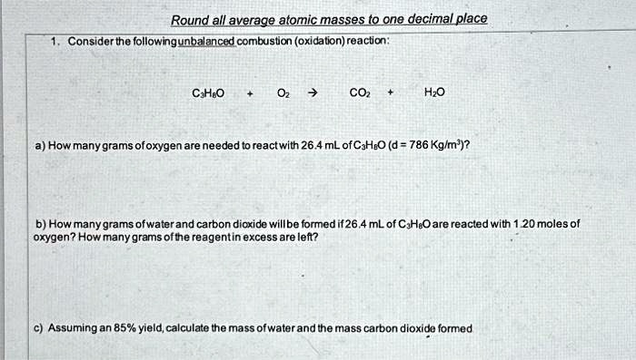 Round all average atomic masses to one decimal place 1. Consider the ...