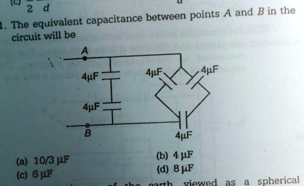 SOLVED: 'the equivalent capacitance between points a and b in the circuit will be'