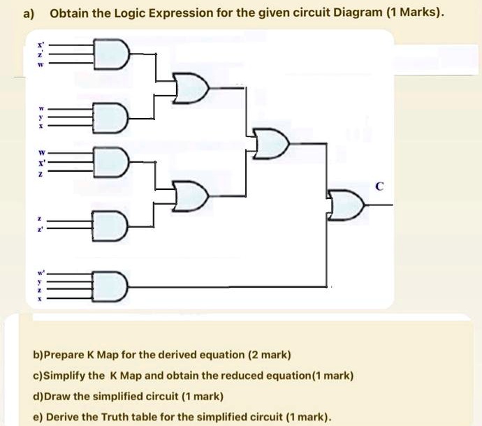 Solved A Obtain The Logic Expression For The Given Circuit Diagram1 Marks Bprepare Kmap