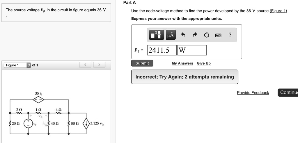 Part A The source voltage vg in the circuit in figure equals 36 V ...