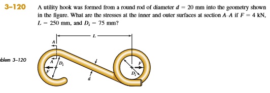 3-120 A utility hook was formed from a round rod of diameter d = 20 mm ...