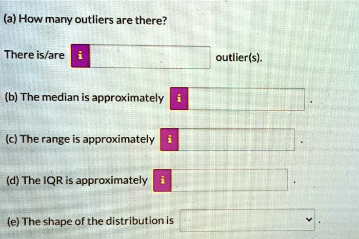 SOLVED: (a) How many outliers are there? There is/are outlier(s). (b ...