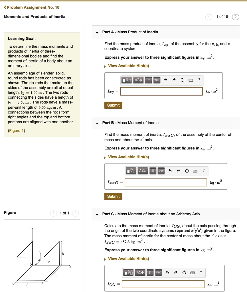 problem assignment no10 moments and products of inertia 1 of 15 part a ...