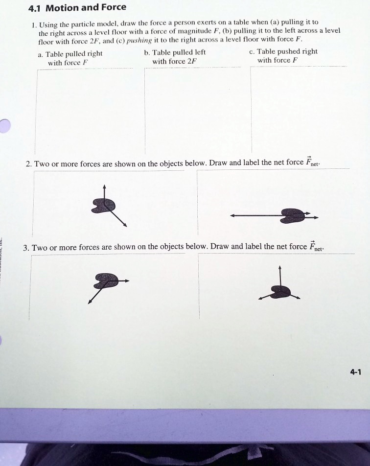 4.1 Motion and Force 1. Using the particle model, draw the...