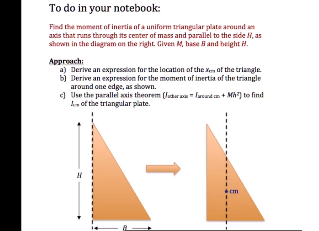 SOLVED:To do in your notebook: Find the moment of inertia of a uniform ...