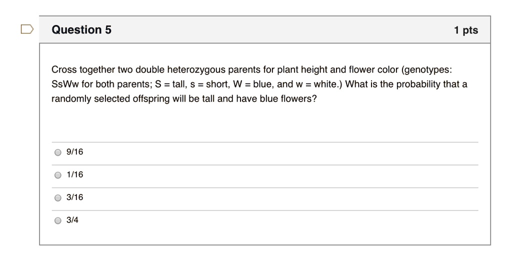 question 5 pts cross together two double heterozygous parents for plant ...