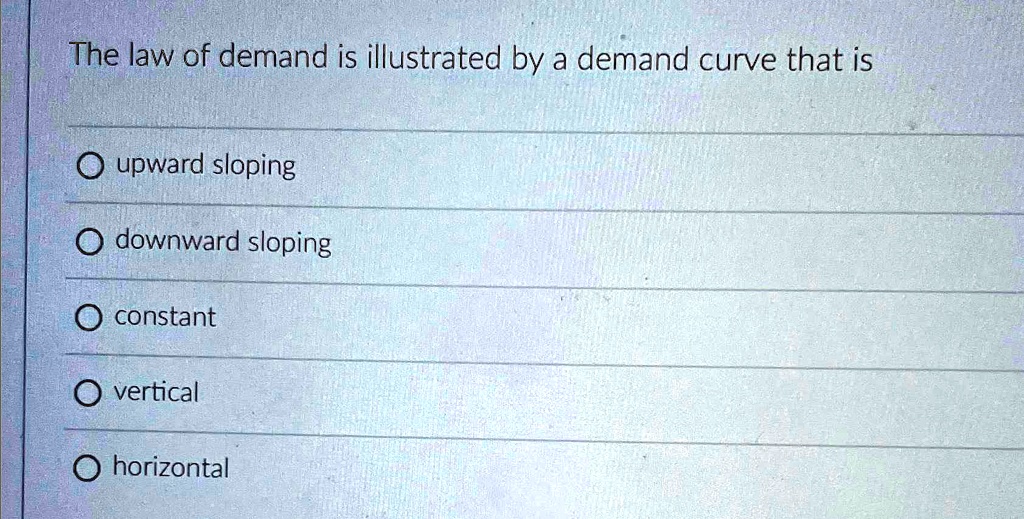 SOLVED: The law of demand is illustrated by a demand curve that is ...