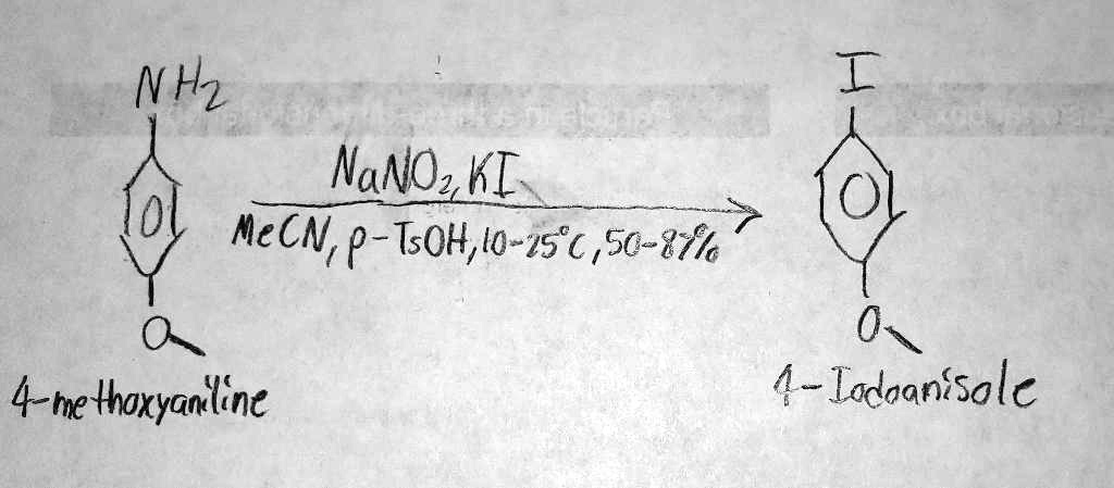 [GET ANSWER] NH2 NaNO2, KI 10 MeCN, p-TsOH, 10-15°C, 50-87% 4 ...