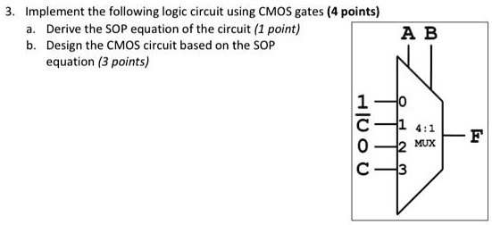 SOLVED: Implement the following logic circuit using CMOS gates (4 ... SOLVED: Implement the following logic circuit using CMOS gates (4 ...