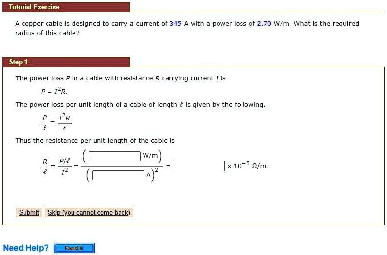 SOLVED: Copper cable is designed to carry a current of 345 A with a ...