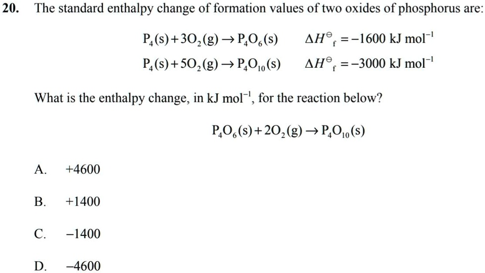 SOLVED: The standard enthalpy change of formation values of two oxides ...