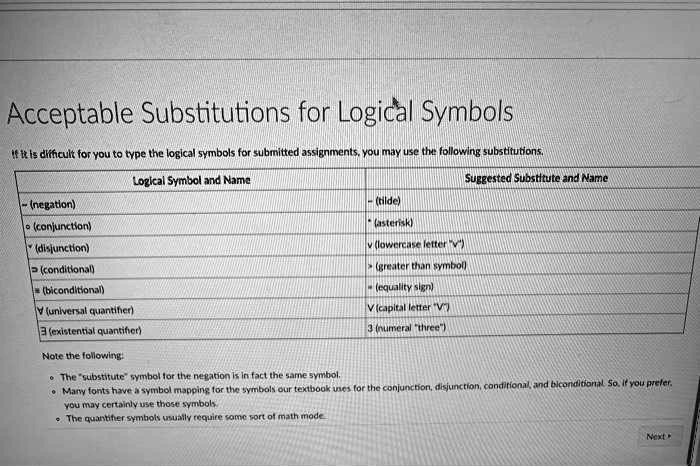 SOLVED: Acceptable Substitutions for Logical Symbols If it Is dlncult ...