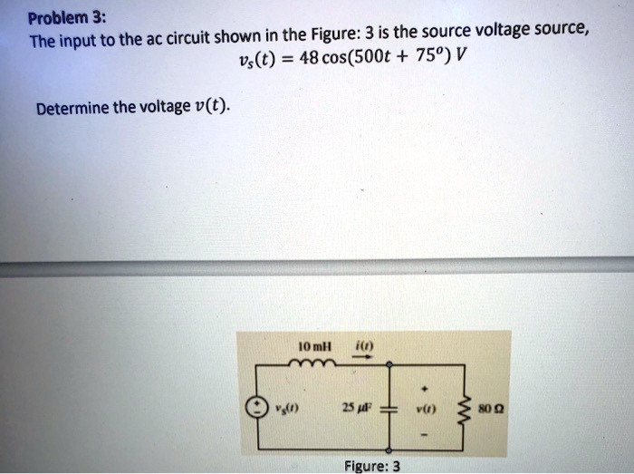 SOLVED: Problem 3: The input to the AC circuit shown in Figure 3 is the source voltage, vst ...
