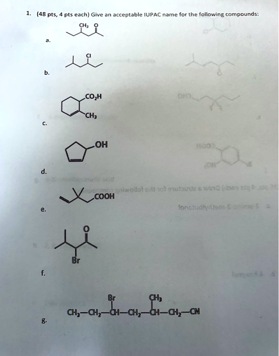 SOLVED: Give an acceptable IUPAC name for the following compounds: CO ...