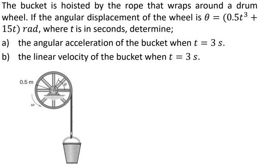 the bucket is hoisted by the rope that wraps around a drum wheelifthe ...