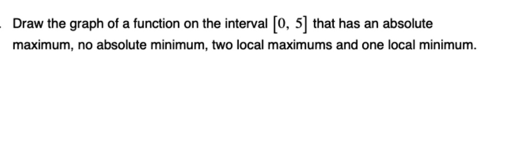 SOLVED: Draw the graph of a function on the interval [0, 5] that has an absolute maximum, no ...