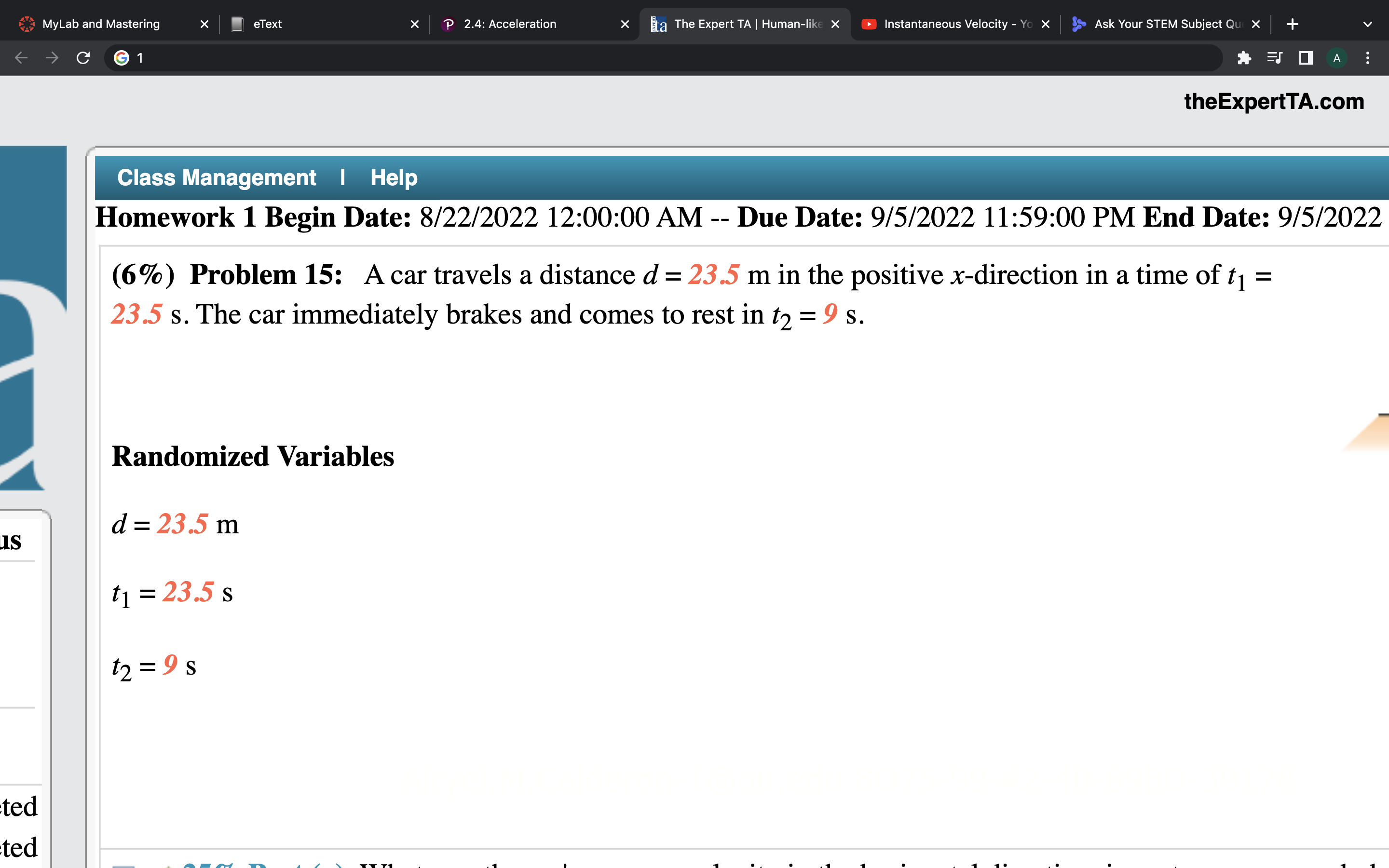 theExpertTA.com Class Management I Help Homework 1 Begin Date: 8/22/2022 12:00:00 AM -. Due Date ...