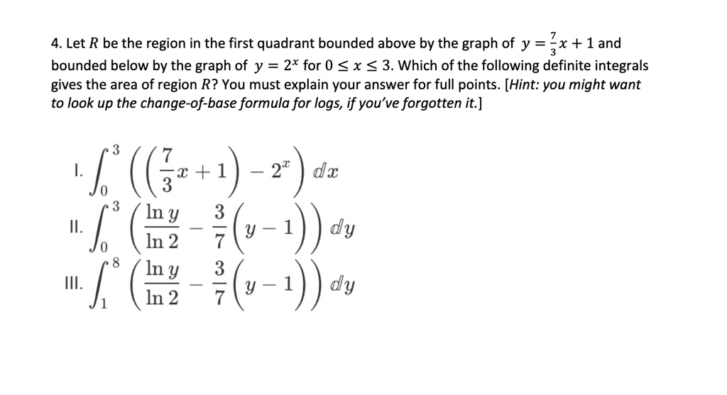 4 let r be the region in the first quadrant bounded above by the graph of y jx 1and bounded ...