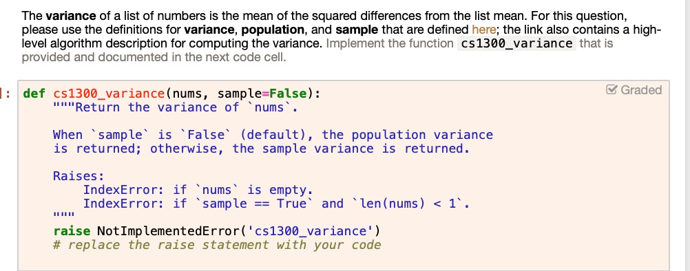 SOLVED: The variance of a list of numbers is the mean of the squared differences from the list ...