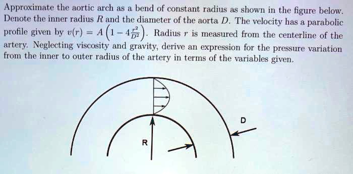 Approximate the aortic arch as a bend of constant radius as shown in the figure below. Denote ...