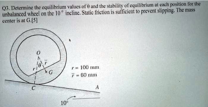 Q3. Determine the equilibrium values of 0 and the stability of ...