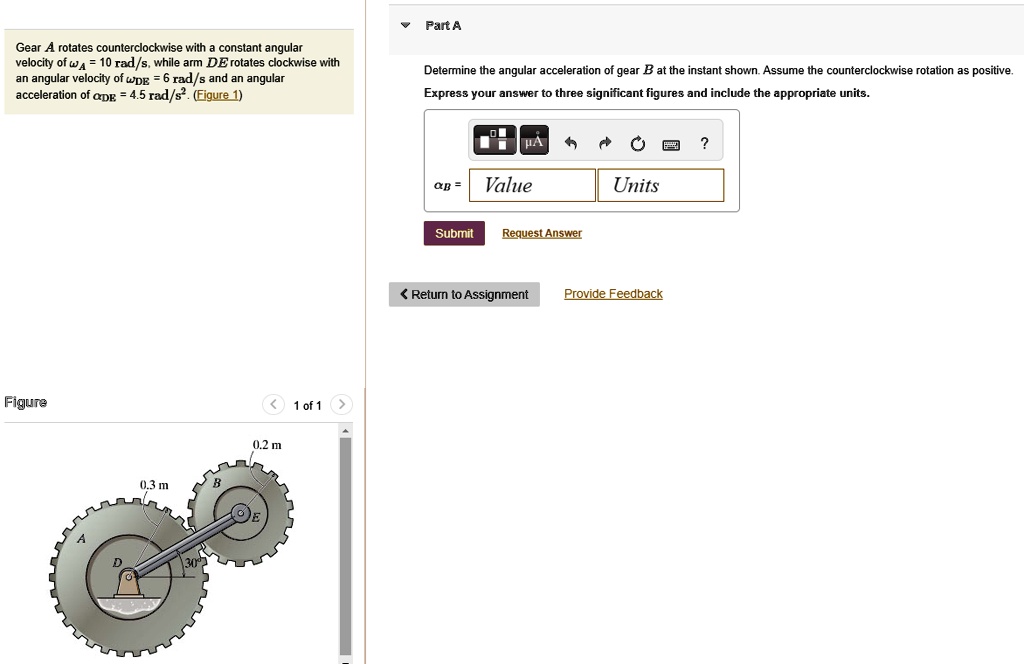 Part A Gear A rotates counterclockwise with a constant angular velocity ...
