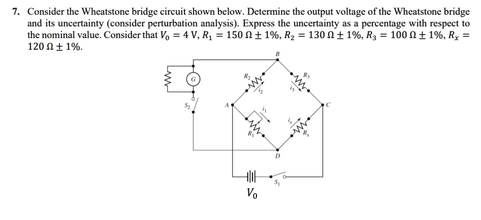 SOLVED: Consider the Wheatstone bridge circuit shown below. Determine the output voltage of the ...