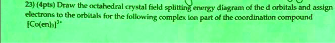 23) (4pts) Draw the octahedral crystal field splitting energy diagram ...