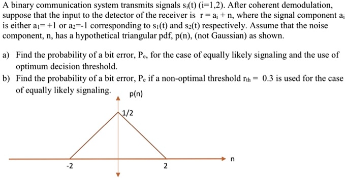 a binary communication system transmits signals siti12after coherent demodulation suppose that ...