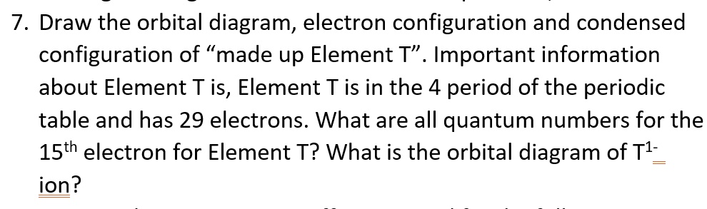 SOLVED: 7 Draw the orbital diagram, electron configuration and ...