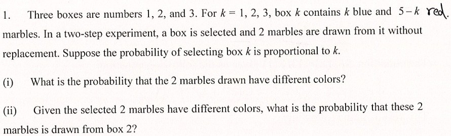 1. Three boxes are numbers 1, 2, and 3. For k = 1, 2, 3, box k contains ...