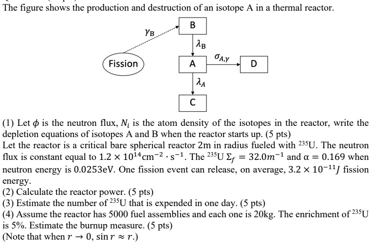 the figure shows the production and destruction of an isotope a in a ...