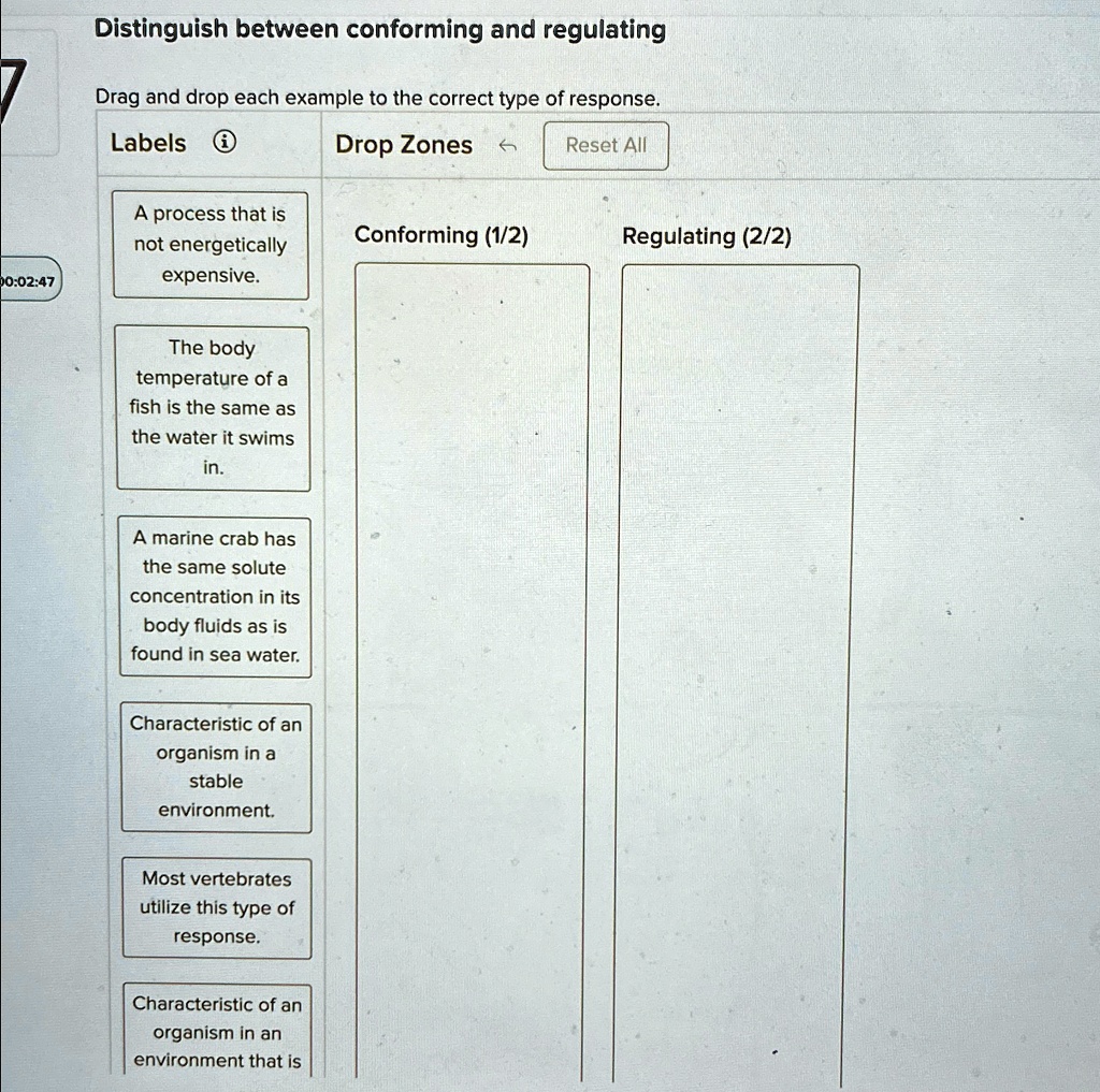 distinguish between conforming and regulating drag and drop each example to the correct type of ...