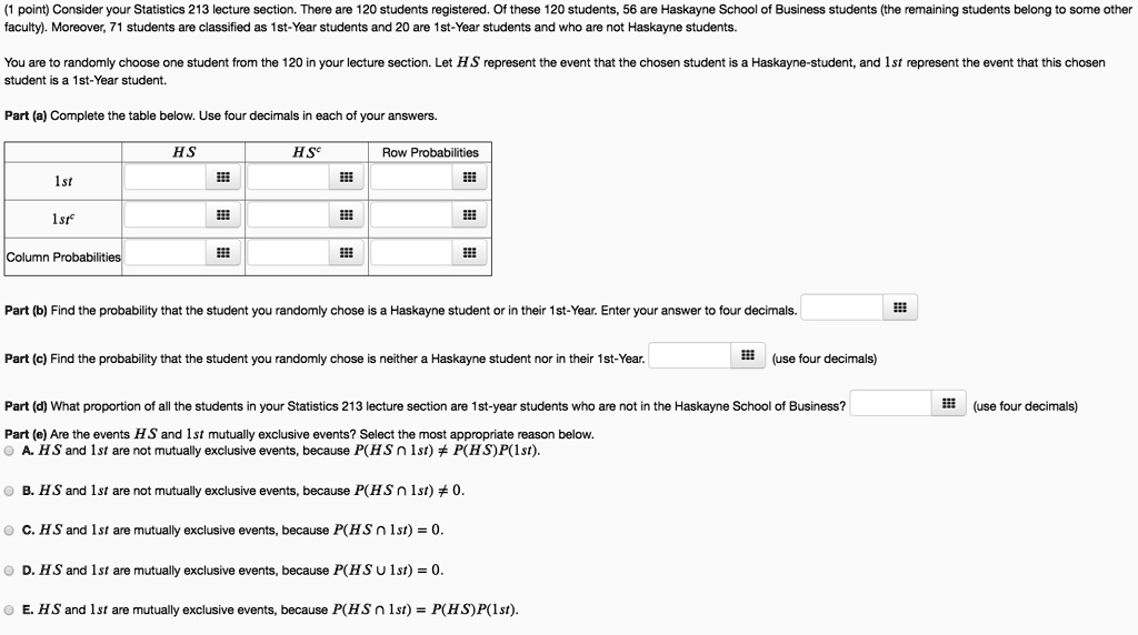 point consider you statistics 213 lecture section there are 120 students registered of these 20 ...