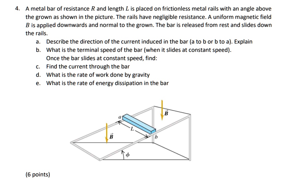 SOLVED: A metal bar of resistance R and length L is placed on ...