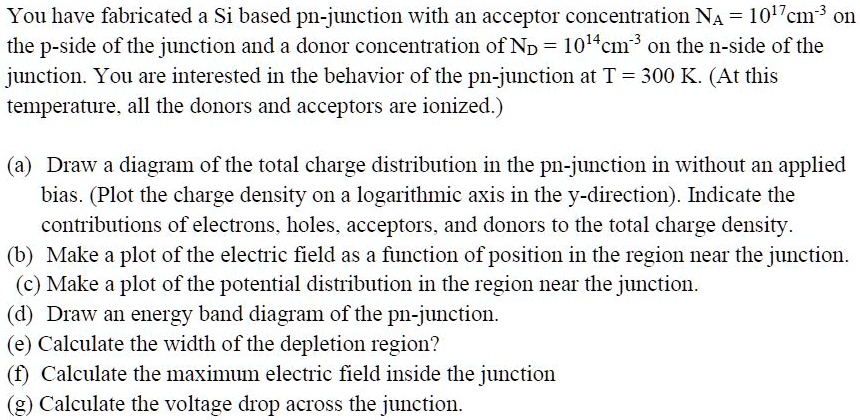 You have fabricated a Si based pn-junction with an acceptor ...