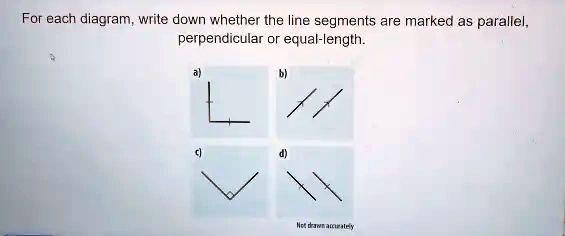 SOLVED: For each diagram, write down whether the line segments are marked as parallel ...