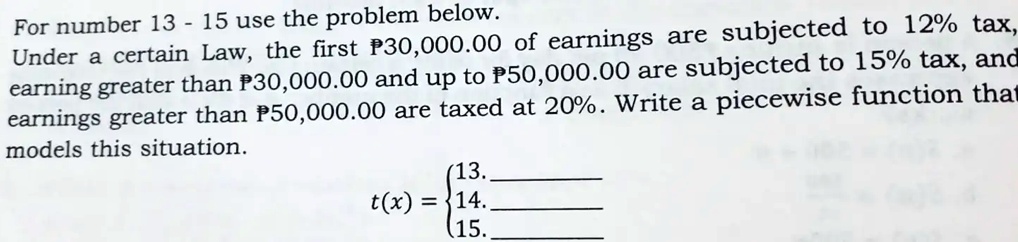 SOLVED: For numbers 13 and 15, use the problem below. They are ...