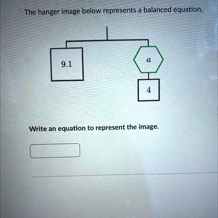 'The hanger image below represents a balanced equation. a 9.1 4 Write ...