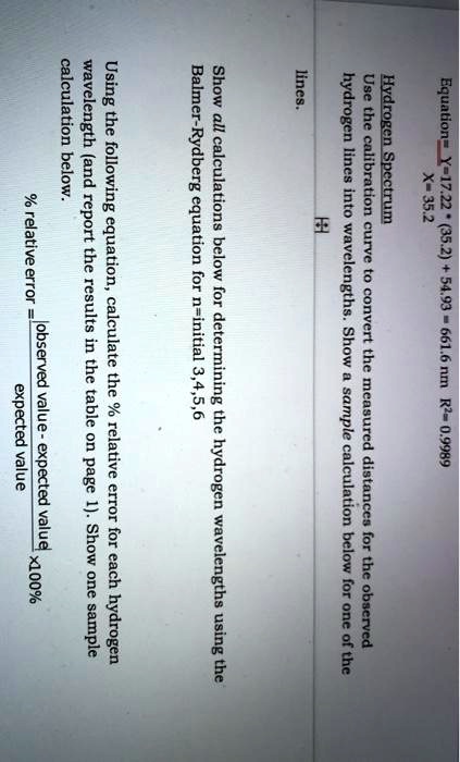 SOLVED: Using the Balmer-Rydberg equation, calculate the initial and ...