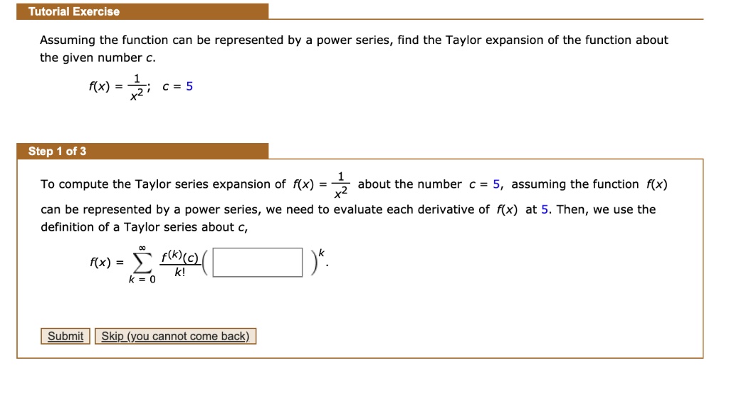 SOLVED: Tutorial Exercise Assuming the function can be represented by a ...