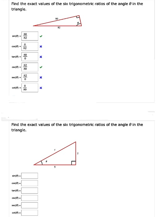 SOLVED: Find the exact values of the six trigonometric ratios of the ...