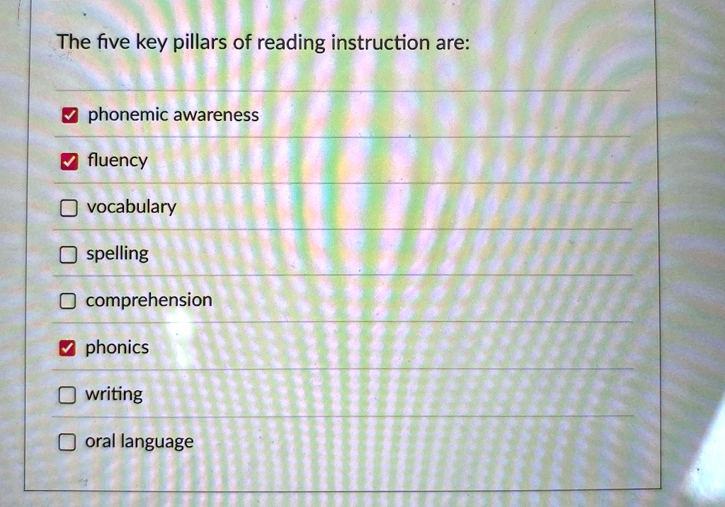the five key pillars of reading instruction are phonemic awareness ...